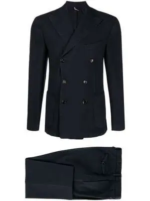 DELL'OGLIO Double-breasted Wool Suit - Blue
