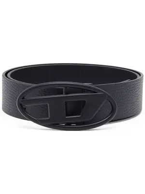 DIESEL 1dr Logo-buckle Belt - Black