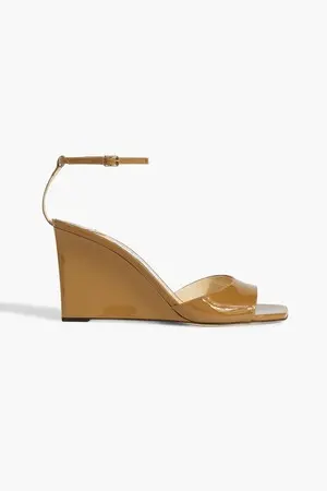 JIMMY CHOO Brien 85 Leather Wedge Sandals
