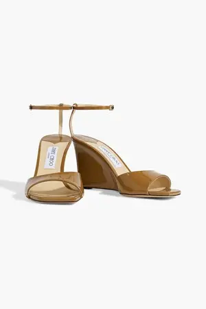 JIMMY CHOO Brien 85 Leather Wedge Sandals