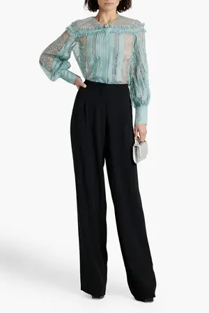 Zuhair Murad Sequin-embellished Crepe Wide-leg Pants - Black