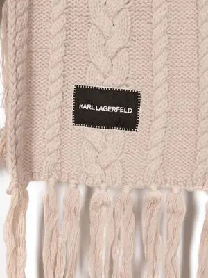 Karl Lagerfeld Logo-appliqué Cable-knit Scarf