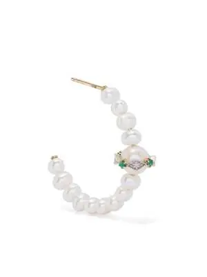 Pascale Monvoisin Chelsea N°1 Pearl And Diamond Hoop Earring - White