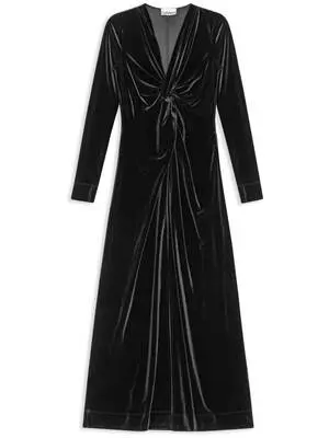 GANNI Ruched Velvet Maxi Dress