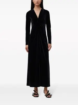 GANNI Ruched Velvet Maxi Dress