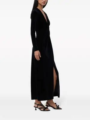 GANNI Ruched Velvet Maxi Dress