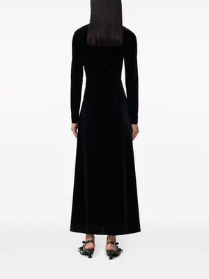GANNI Ruched Velvet Maxi Dress