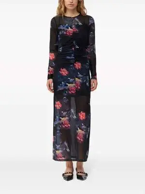 GANNI Floral-print Ruched Maxi Dress