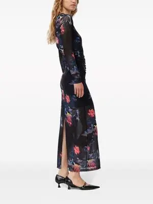 GANNI Floral-print Ruched Maxi Dress