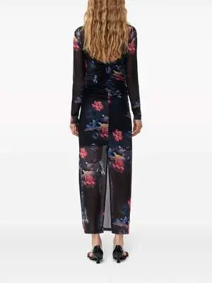 GANNI Floral-print Ruched Maxi Dress