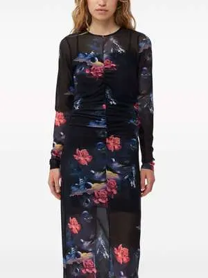 GANNI Floral-print Ruched Maxi Dress