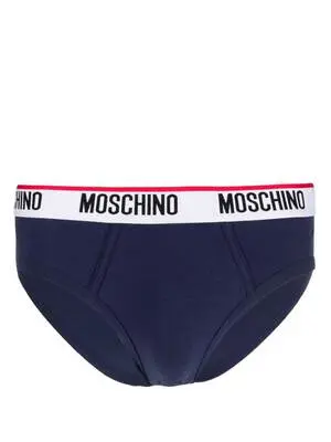 Moschino Logo-waistband Brief Pack - Blue
