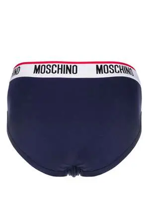 Moschino Logo-waistband Brief Pack - Blue