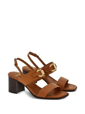 FERRAGAMO Gancini Buckle Leather Heeled Sandals