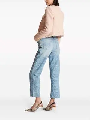 Balmain Collarless Tweed Jacket - Pink