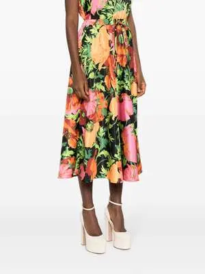 La DoubleJ Floral-print Midi Skirt - Black