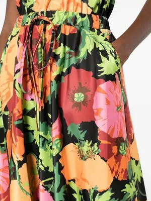 La DoubleJ Floral-print Midi Skirt - Black