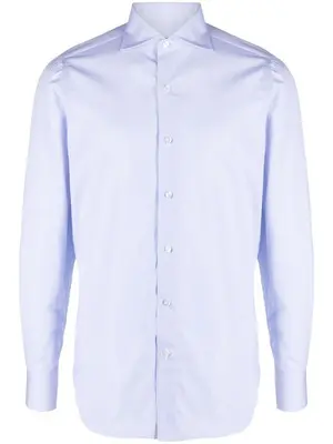 FINAMORE 1925 Long-sleeve Cotton Shirt - Blue