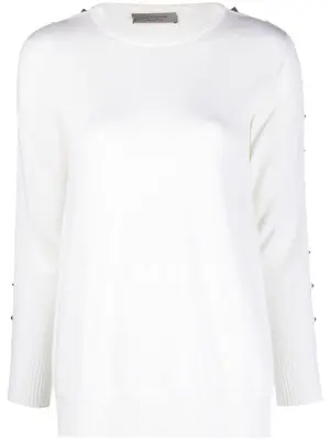 D.exterior Stud-embellished Wool Jumper - White