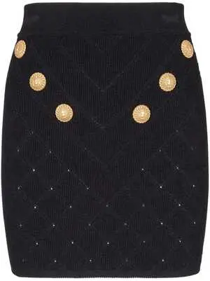 Balmain 6-button Fine-knit Mini Skirt - Black
