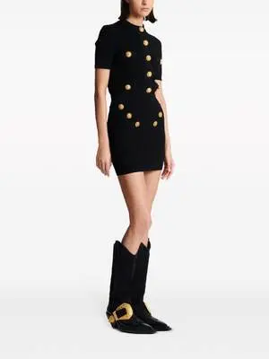 Balmain 6-button Fine-knit Mini Skirt - Black