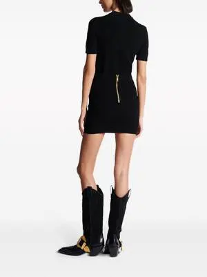 Balmain 6-button Fine-knit Mini Skirt - Black