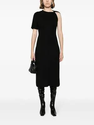 COURREGES Logo-appliqué Asymmetric Midi Dress