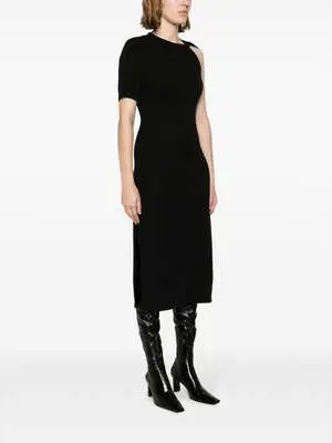 COURREGES Logo-appliqué Asymmetric Midi Dress