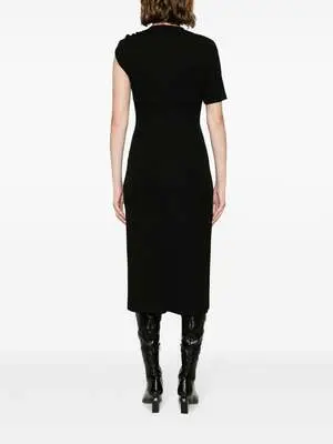 COURREGES Logo-appliqué Asymmetric Midi Dress