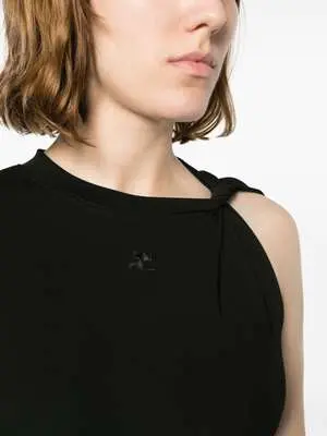 COURREGES Logo-appliqué Asymmetric Midi Dress