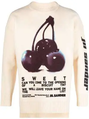 JIL SANDER Logo-print Wool Jumper - Neutrals