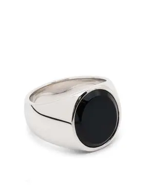 Tom Wood Oval Polished Onyx Ring - Silver