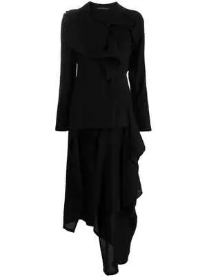 Yohji Yamamoto Ruffle-detail Asymmetric Coat