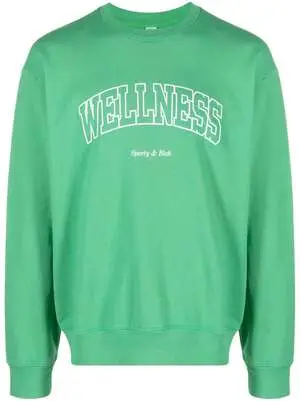 SPORTY & RICH Slogan-print Cotton Sweatshirt - Green