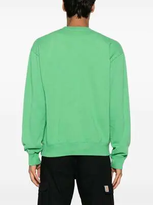 SPORTY & RICH Slogan-print Cotton Sweatshirt - Green