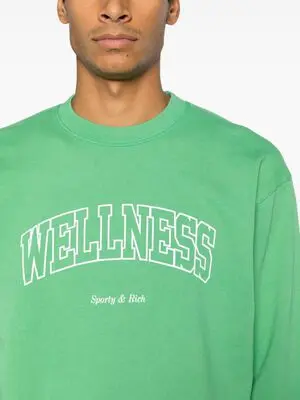 SPORTY & RICH Slogan-print Cotton Sweatshirt - Green