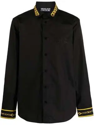 Versace Chain Couture Cotton Shirt - Black