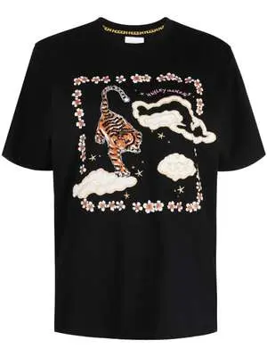 HAYLEY MENZIES Graphic-print Cotton T-shirt - Black