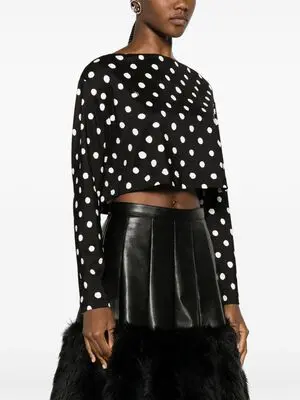Marni Polka-dot Boat-neck Cropped Blouse