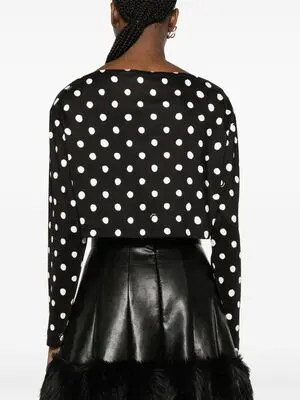 Marni Polka-dot Boat-neck Cropped Blouse