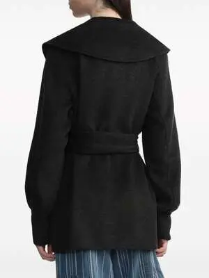 GANNI Belted-waist Wool-blend Jacket - Black