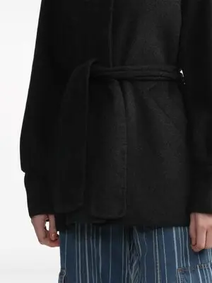 GANNI Belted-waist Wool-blend Jacket - Black