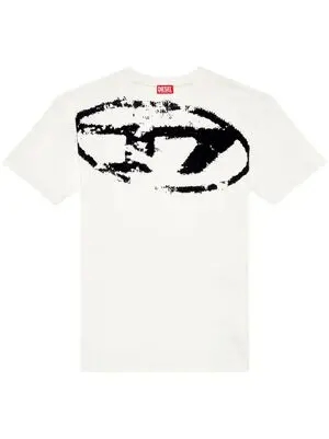 DIESEL Flocked-print Crew-neck T-shirt - Neutrals