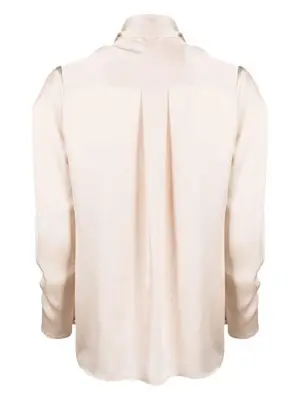 MERCI Light Beige Satin Attached Scarf Blouse