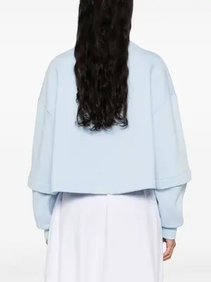 IOANA CIOLACU V-neck Cotton-blend Sweatshirt - Blue