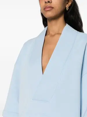 IOANA CIOLACU V-neck Cotton-blend Sweatshirt - Blue