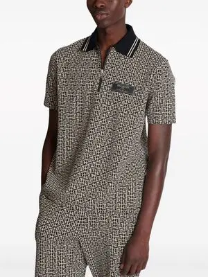 Balmain Pb Labyrinth Jacquard Polo Shirt - Black