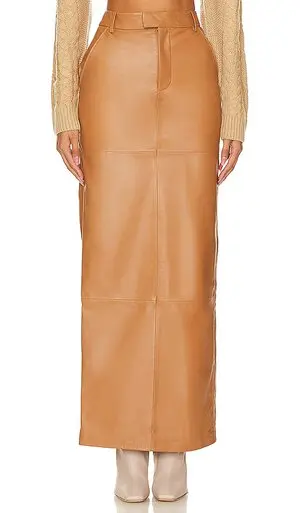 CAMILA COELHO Anabella Leather Maxi Skirt