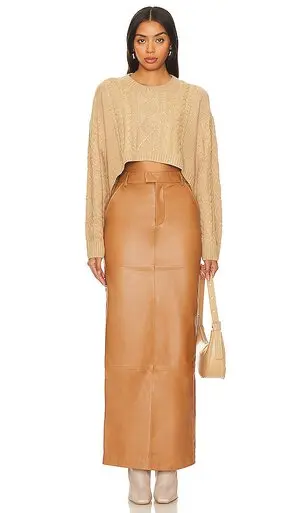 CAMILA COELHO Anabella Leather Maxi Skirt