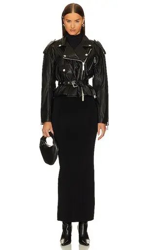 CAMILA COELHO Ambrosia Leather Moto Jacket